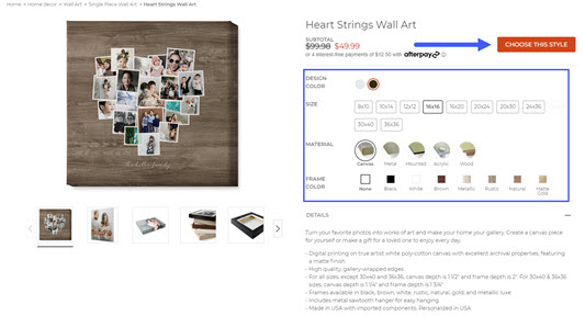 Creating and Ordering a Canvas Print