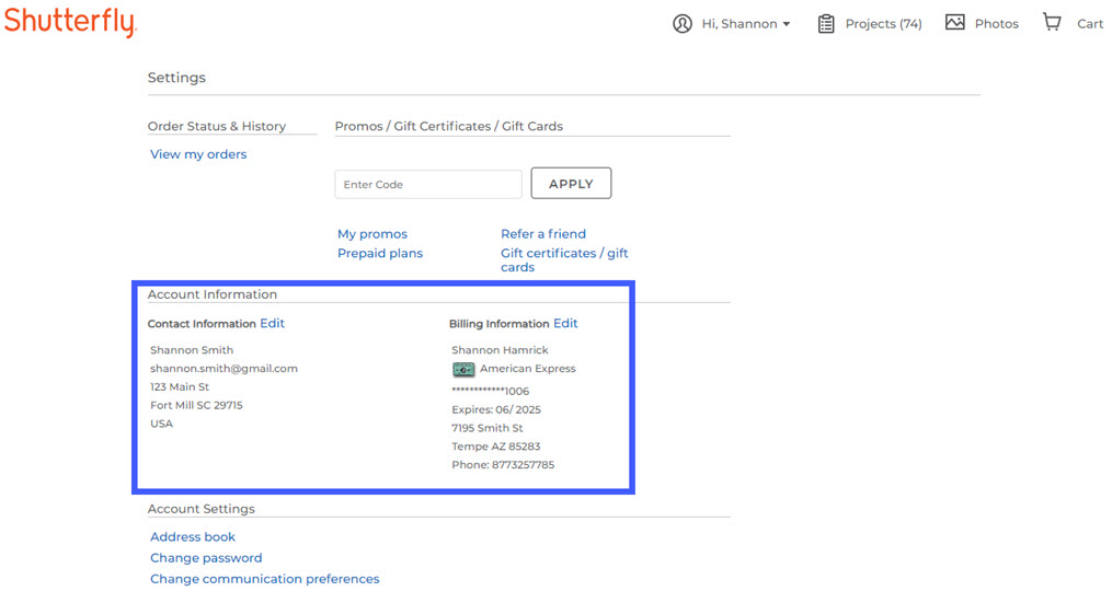 Updating Account Information