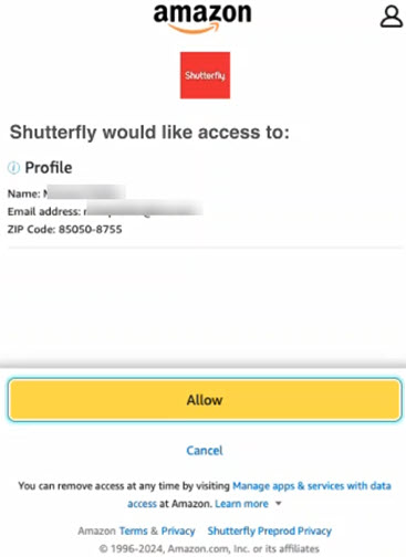 Amazon Shared Login Credentials