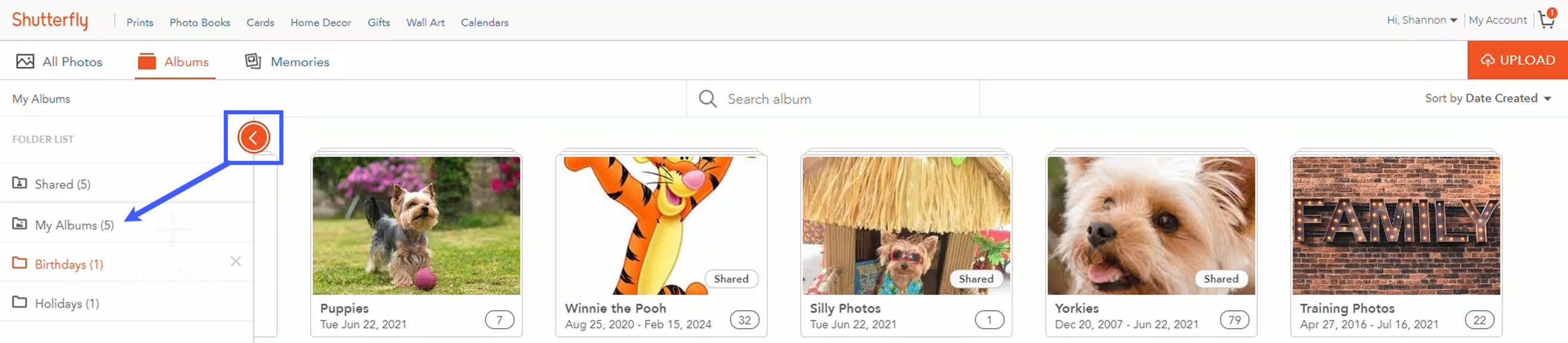 Organizing Shutterfly Photos
