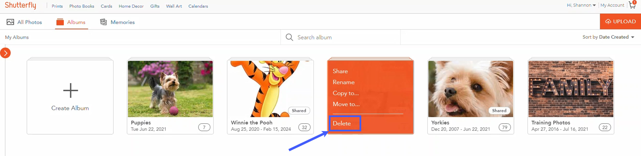 Organizing Shutterfly Photos