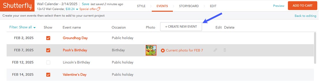 Personalizing a Wall Calendar