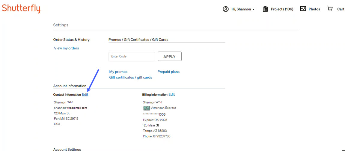 Updating Account & Payment Information
